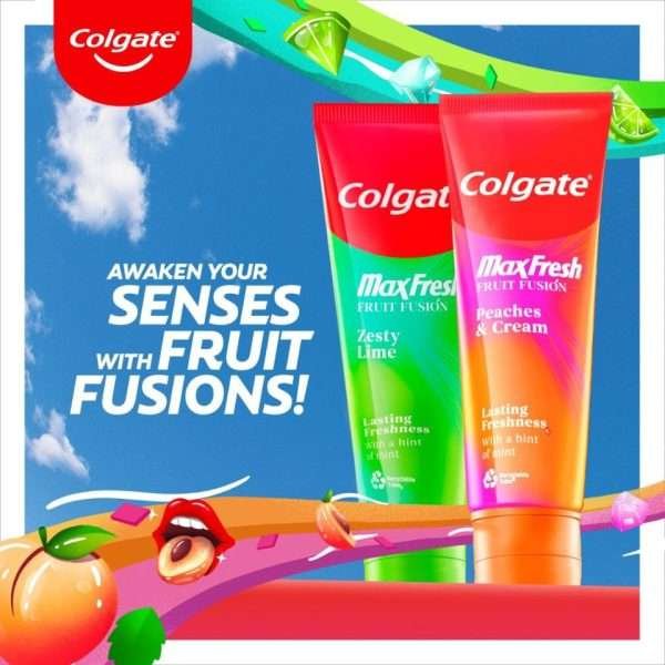 Colgate Peaches & Cream Max Fresh Fruit Fusions Toothpaste 75ml – Henry ...